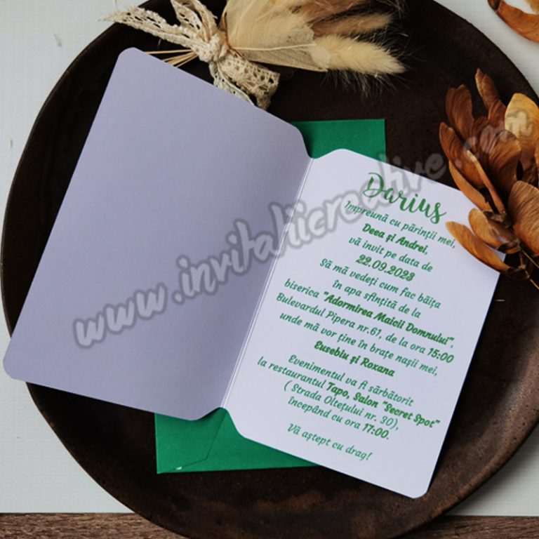 Invitatie de Botez Jungle cu Animalute Haioase - Invitatii Creative
