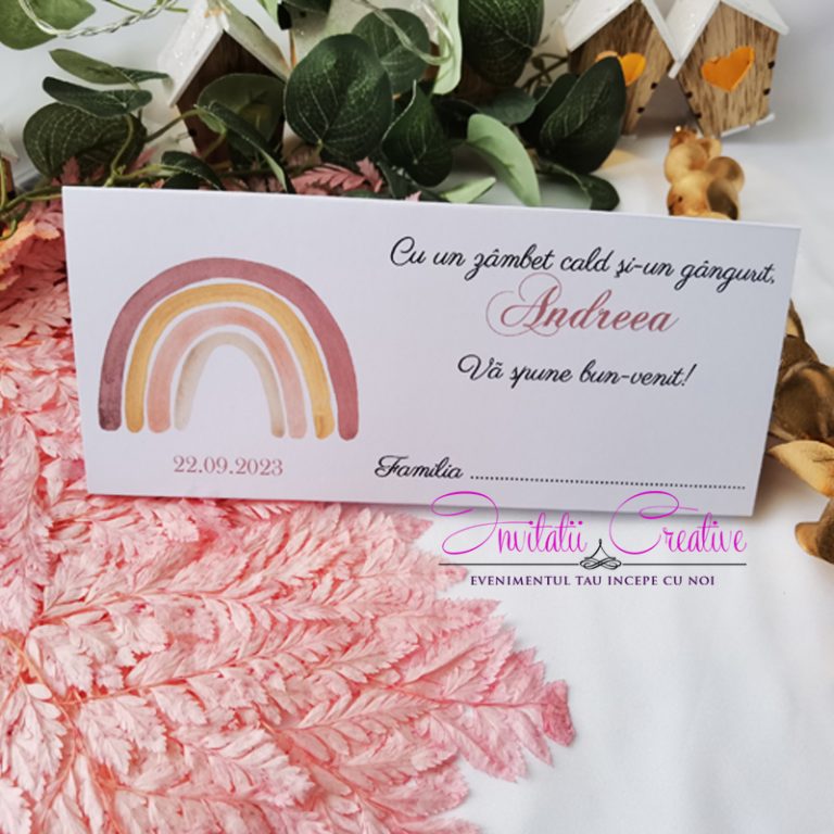 Plic de Bani Botez Curcubeu Pastel Watercolor - Invitatii Creative