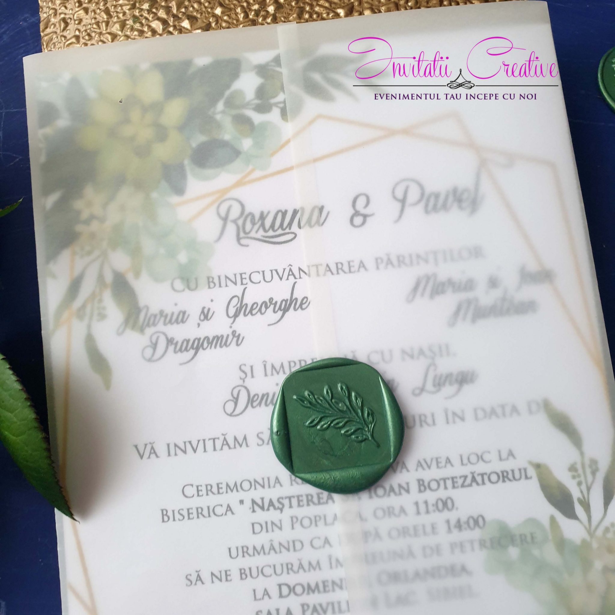 Invitatie Nunta Calc si Sigiliu Greenery - Invitatii Creative