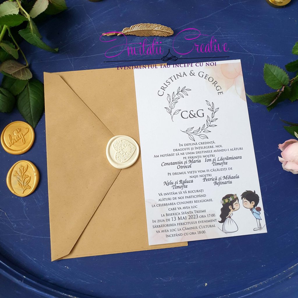 Invitatie de Nunta Deosebita cu Miri Haiosi - Invitatii Creative