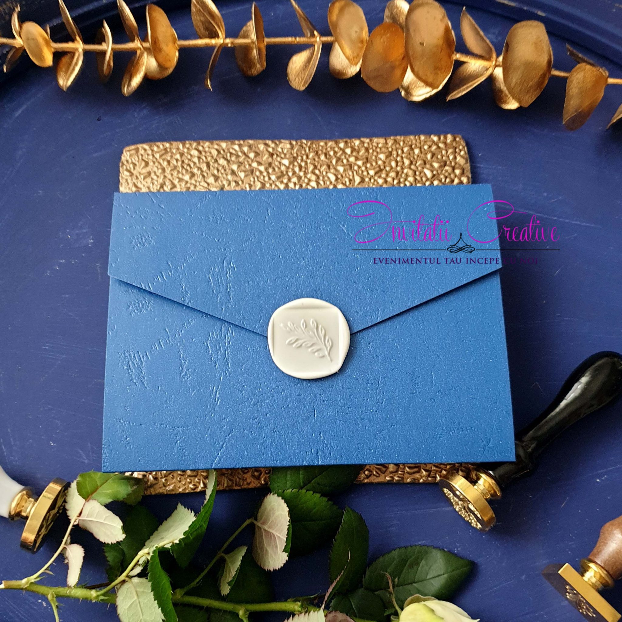 Invitatie de Nunta si Botez Nuante de Albastru Royal