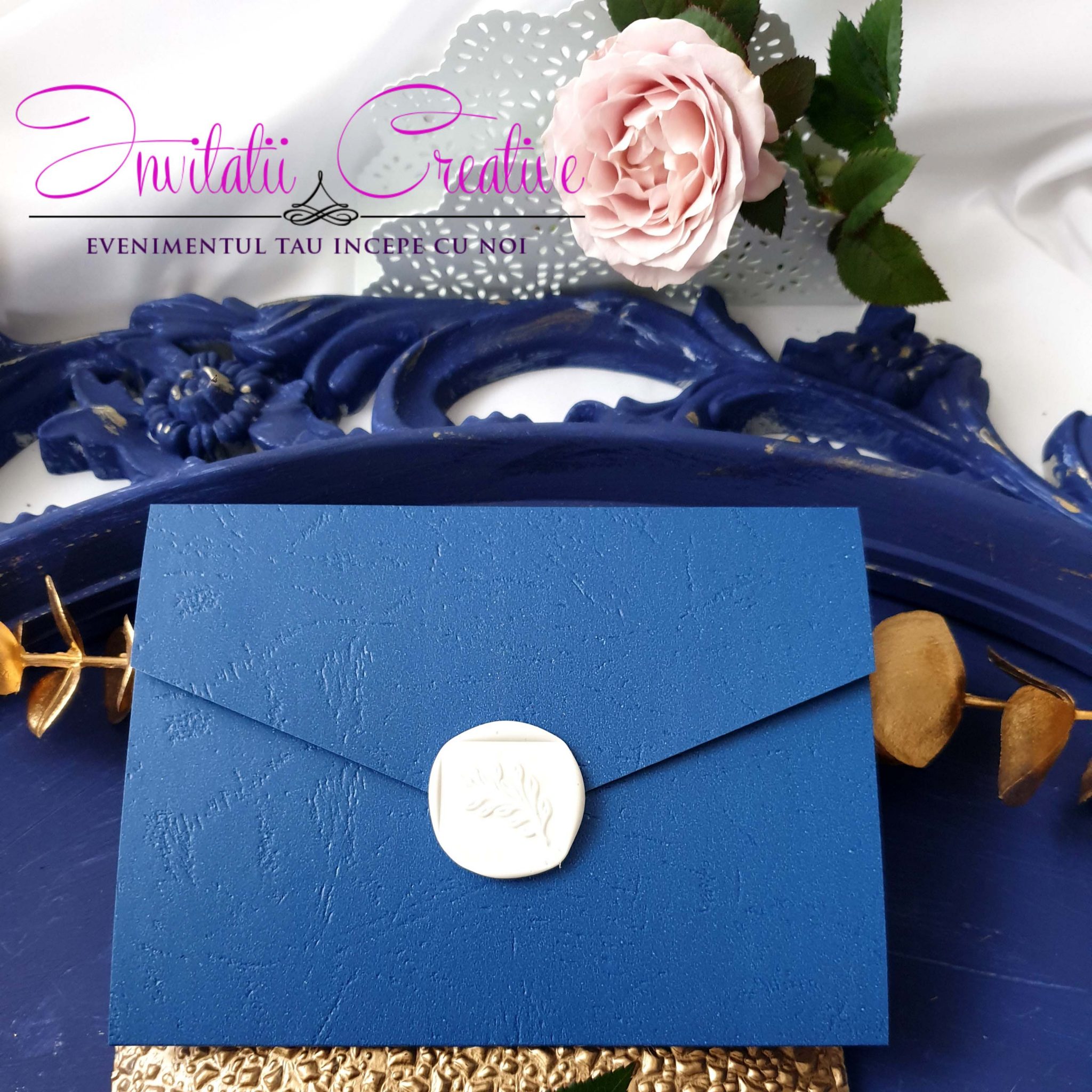 Invitatie de Nunta si Botez Nuante de Albastru Royal