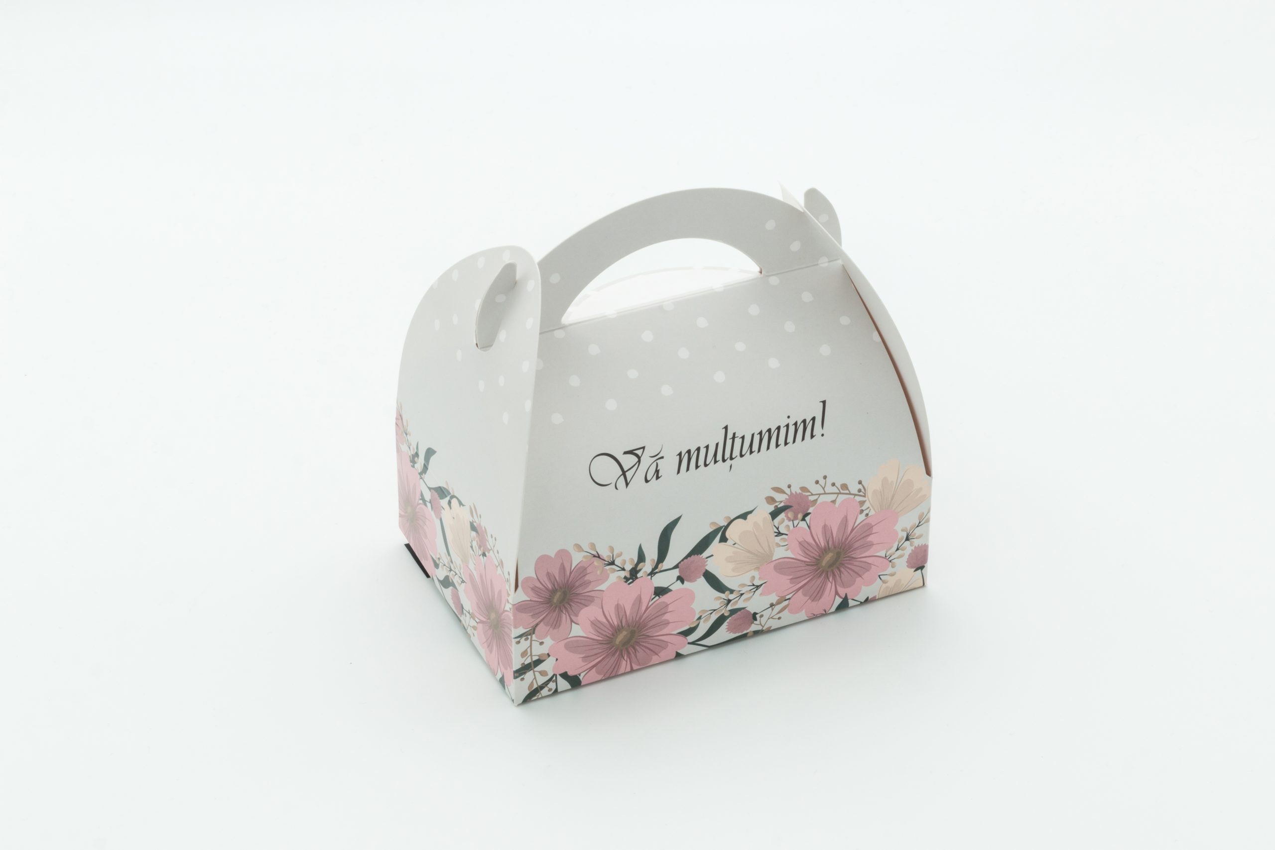 Cutii de prajituri nunta cu model floral rosu - Invitatii Creative