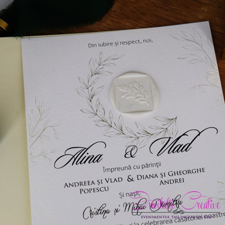 Invitatie de Nunta Eleganta cu Sigiliu si Design Modern Grafic