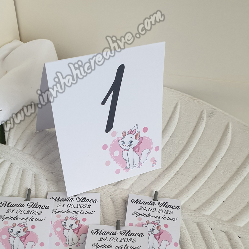Numar de Masa Charmy Hello Kitty in Inimioara - Invitatii Creative